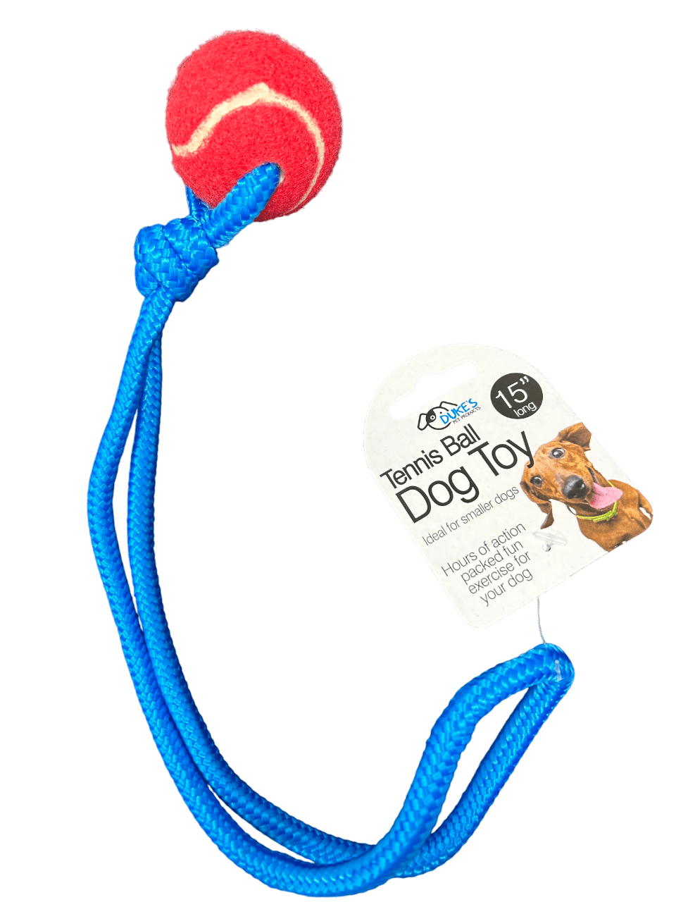 15 in Dog Rope Pull Toy with Handle, Mini Tennis Ball, Durable Chew ...