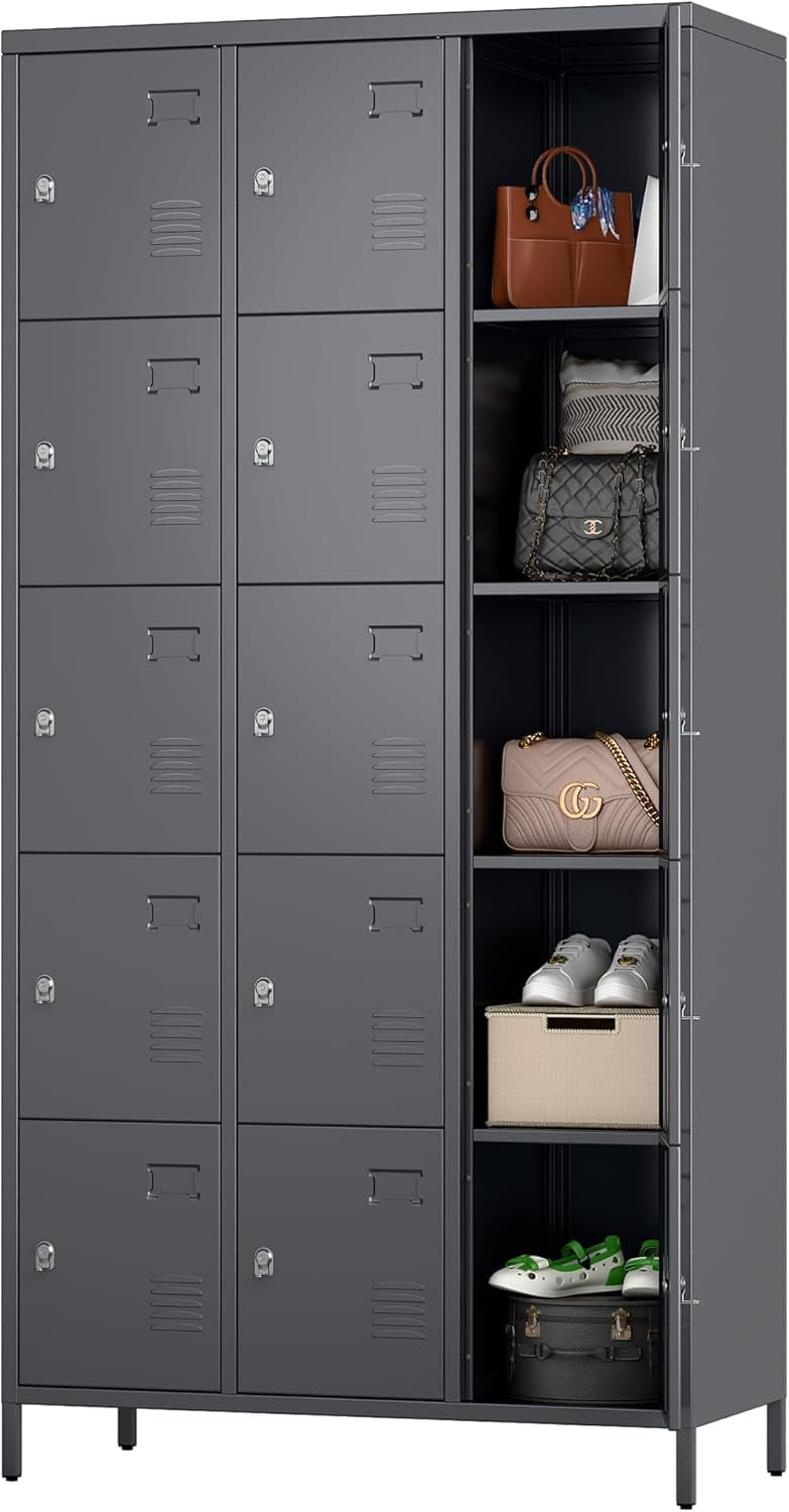 15 Doors Metal Storage Locker with Business Card Holder, 72" H ...