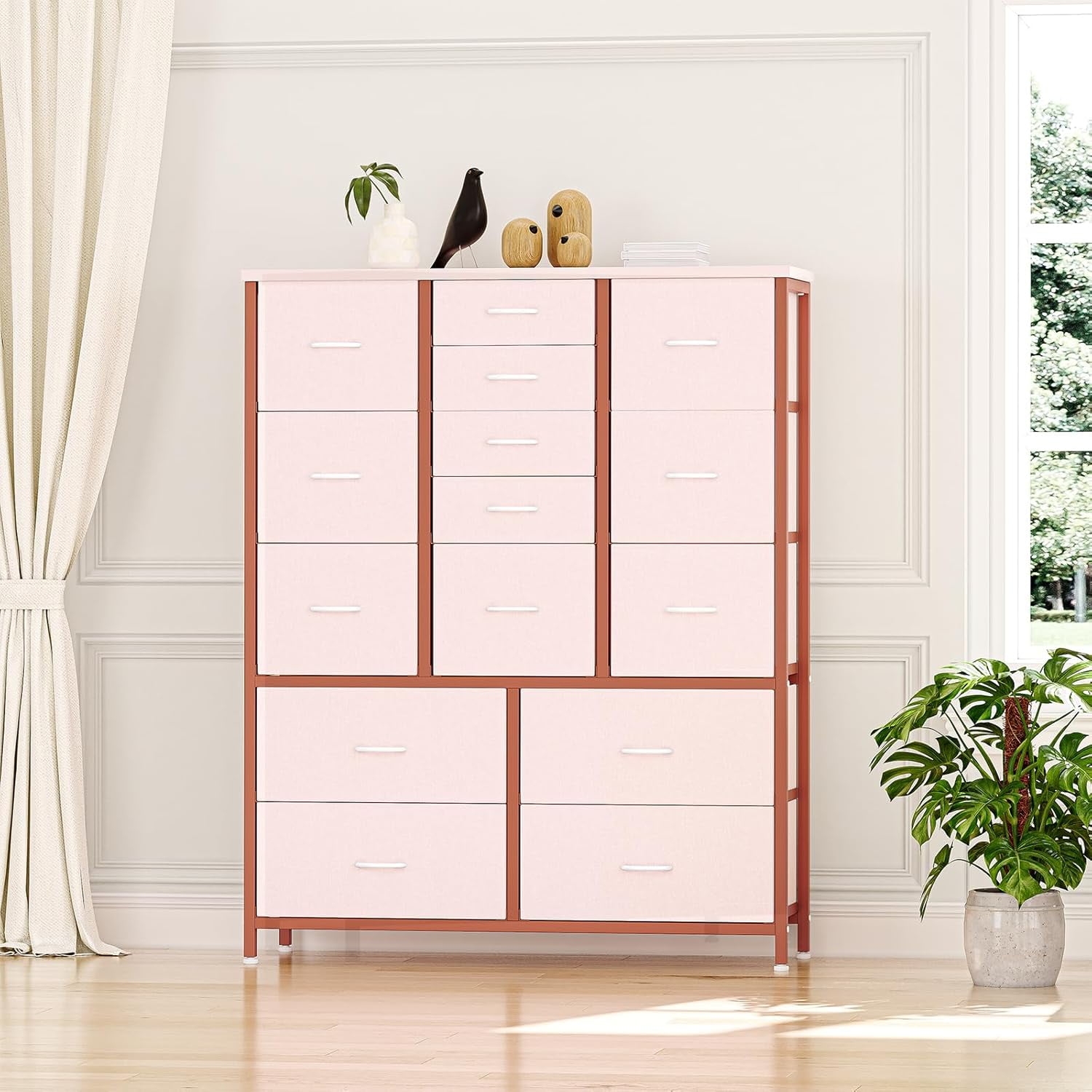 15 Drawer Large Dresser, Fabric Storage Cabinet, High Vertical Storage ...