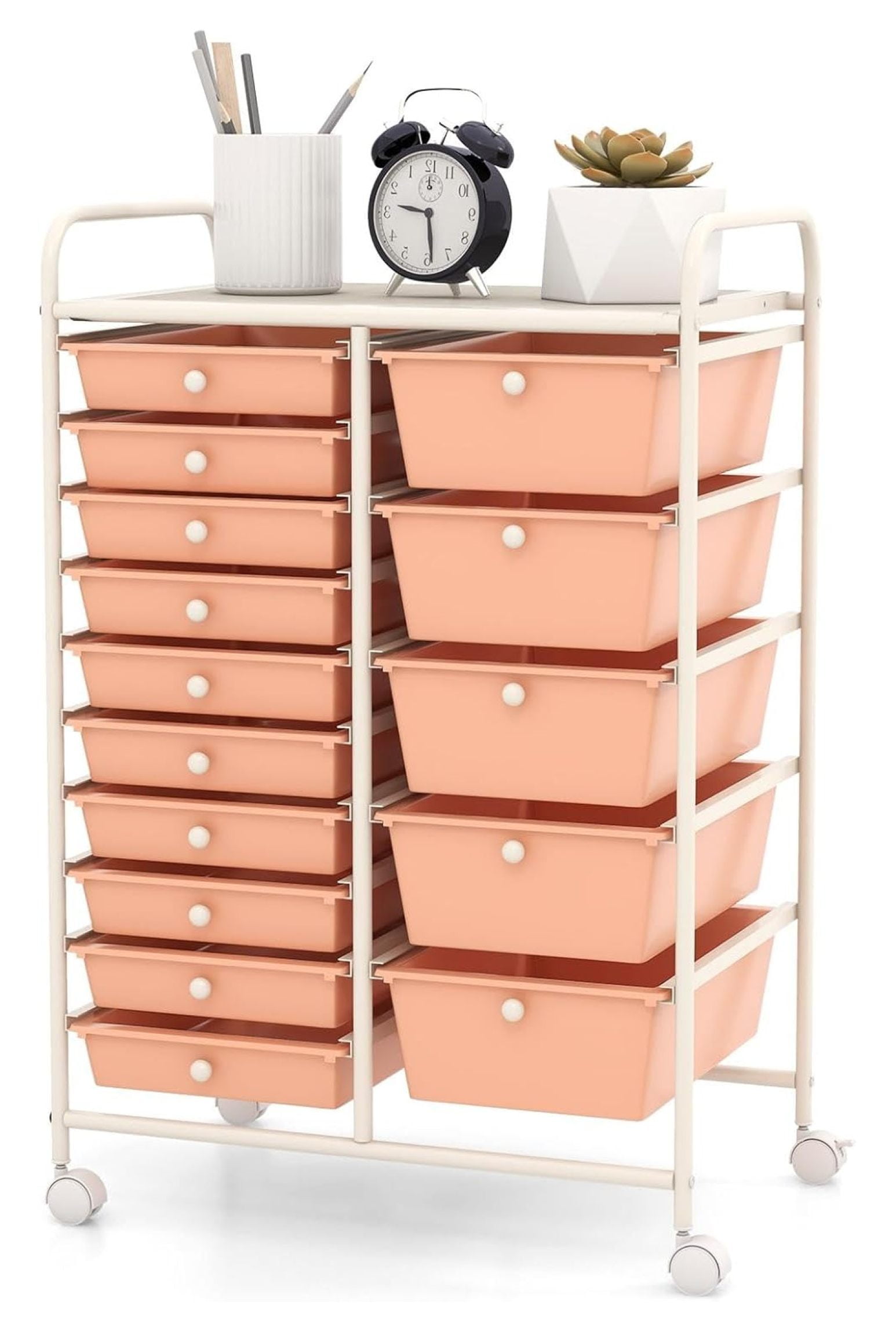 15 Drawer Rolling Cart, Mobile Organizer Cart with Lockable Wheels ...