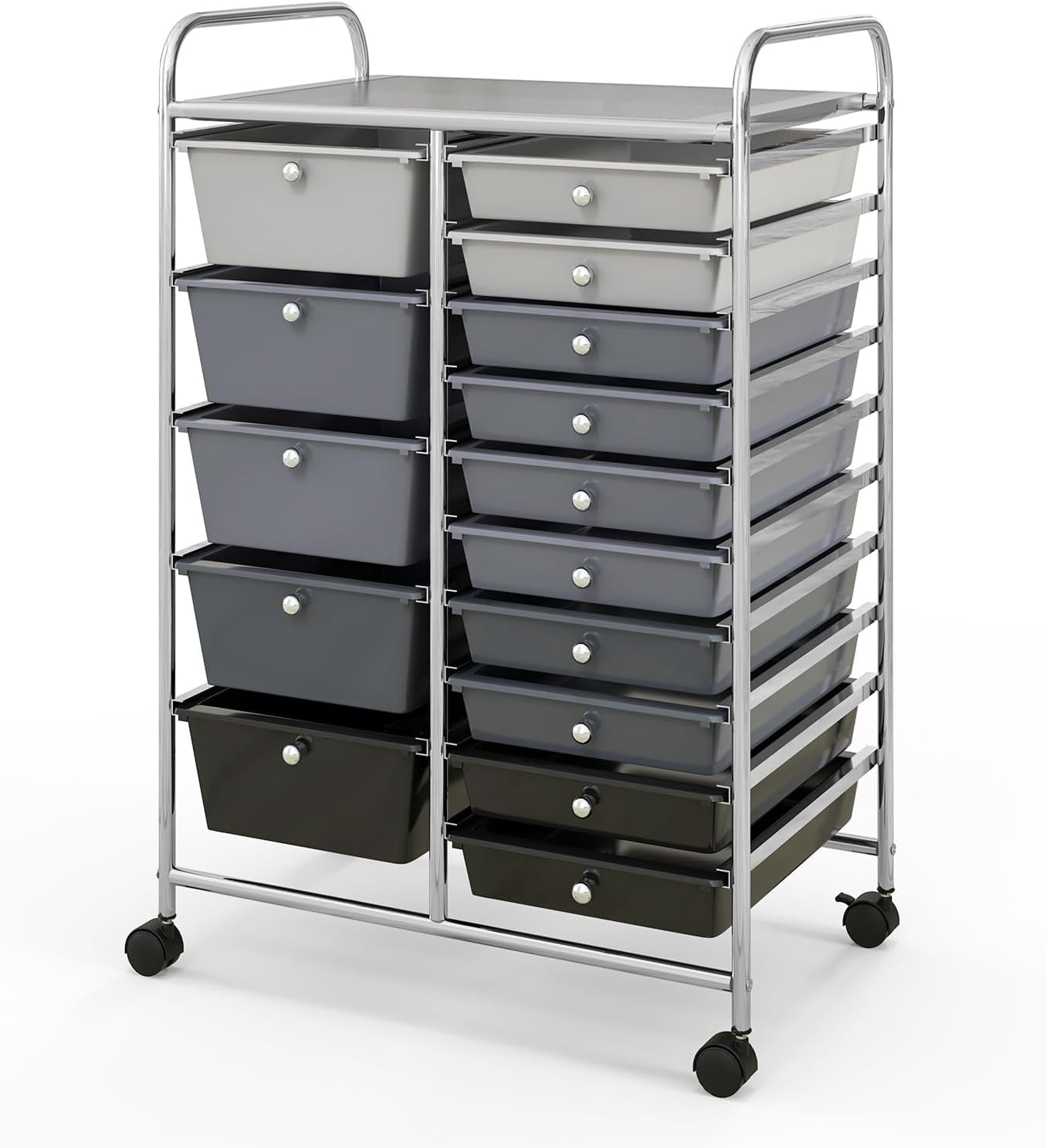 15-Drawer Rolling Cart, Mobile Storage Cart with Universal Wheel ...