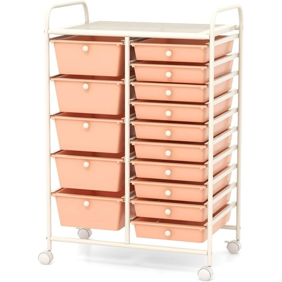 15-Drawer Rolling Cart, Storage Carts with Removable Drawers & Steel ...