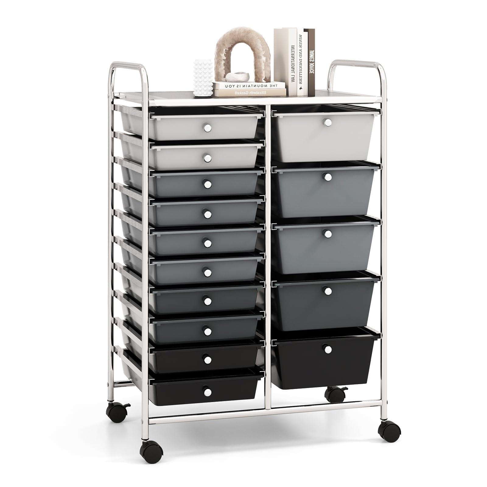 15 Drawer Rolling Organizer Cart, Mobile Storage Unit with Removable ...