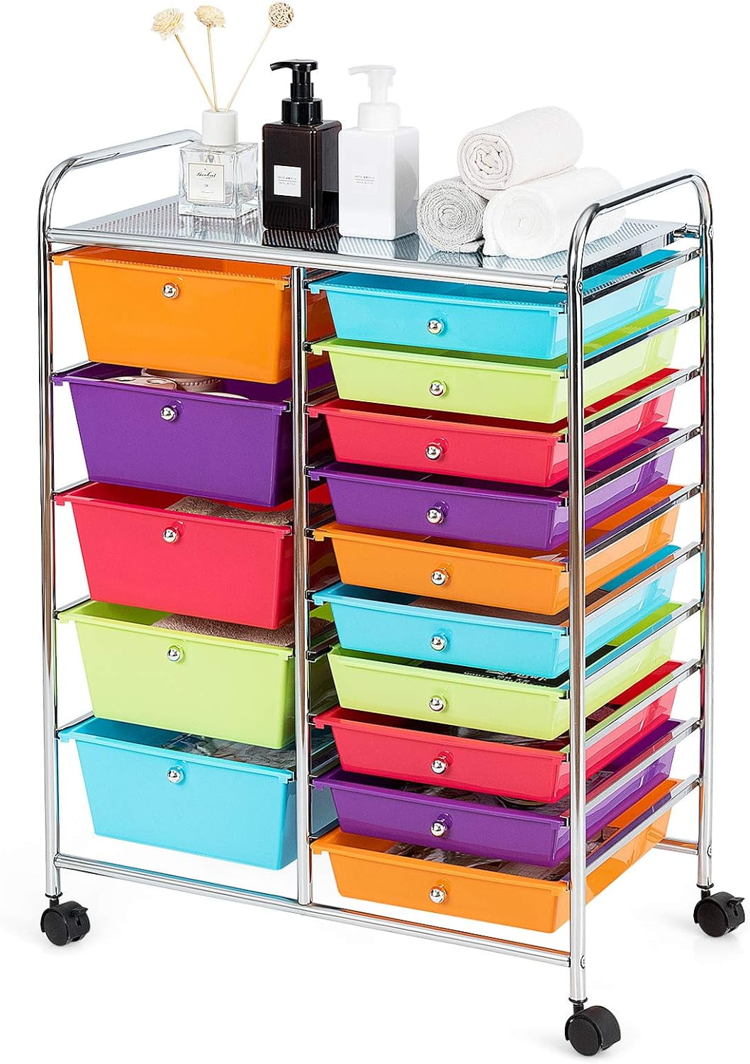 15-Drawer Rolling Storage Cart with Drawers, Tools Scrapbook Paper ...