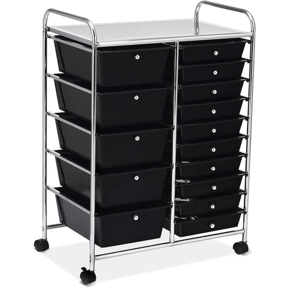 15 Drawer Rolling Storage Cart, Mobile Drawer Carts for Craft Art ...