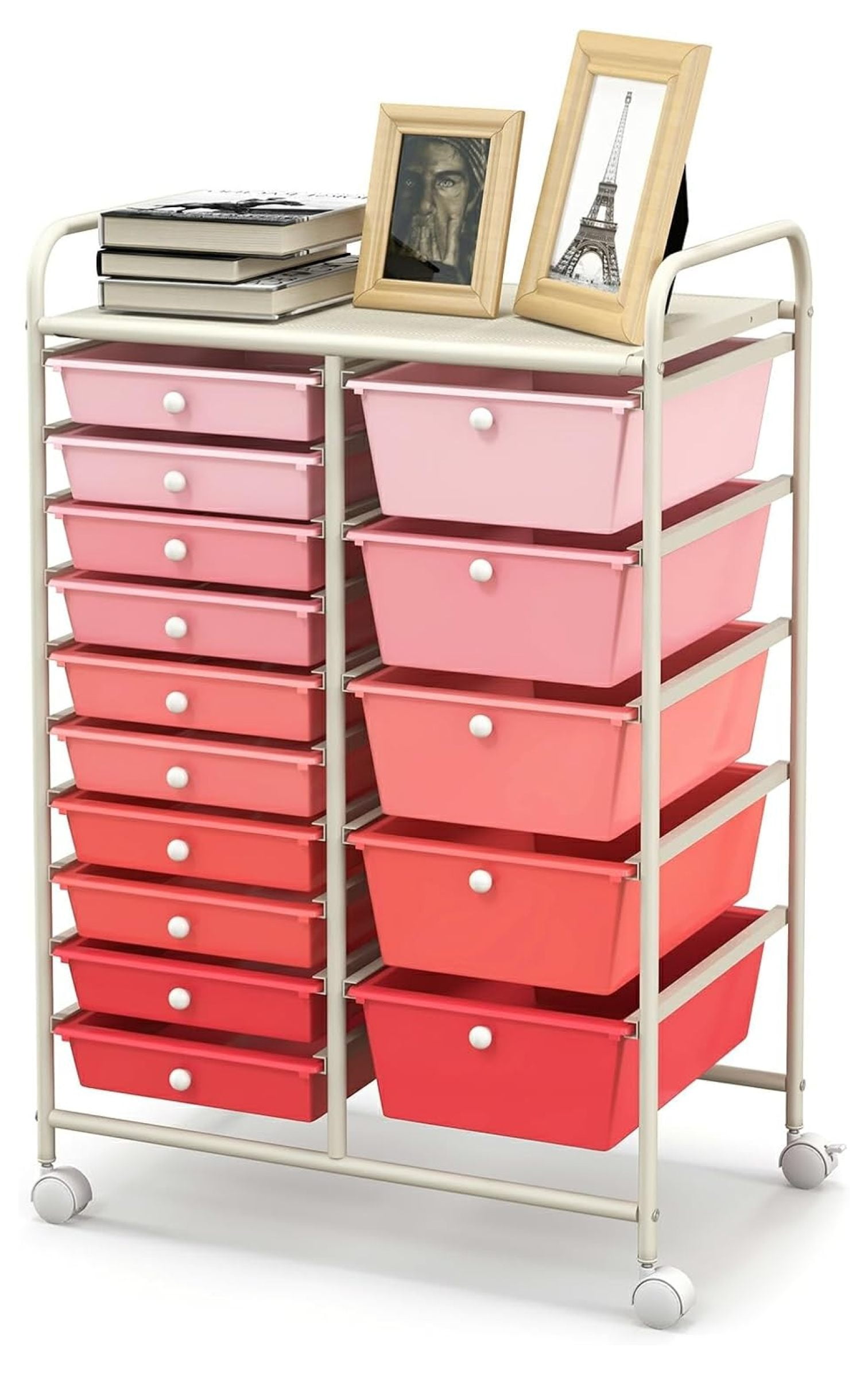 15-Drawer Rolling Storage Cart - Mobile Organizer for Art Supplies ...