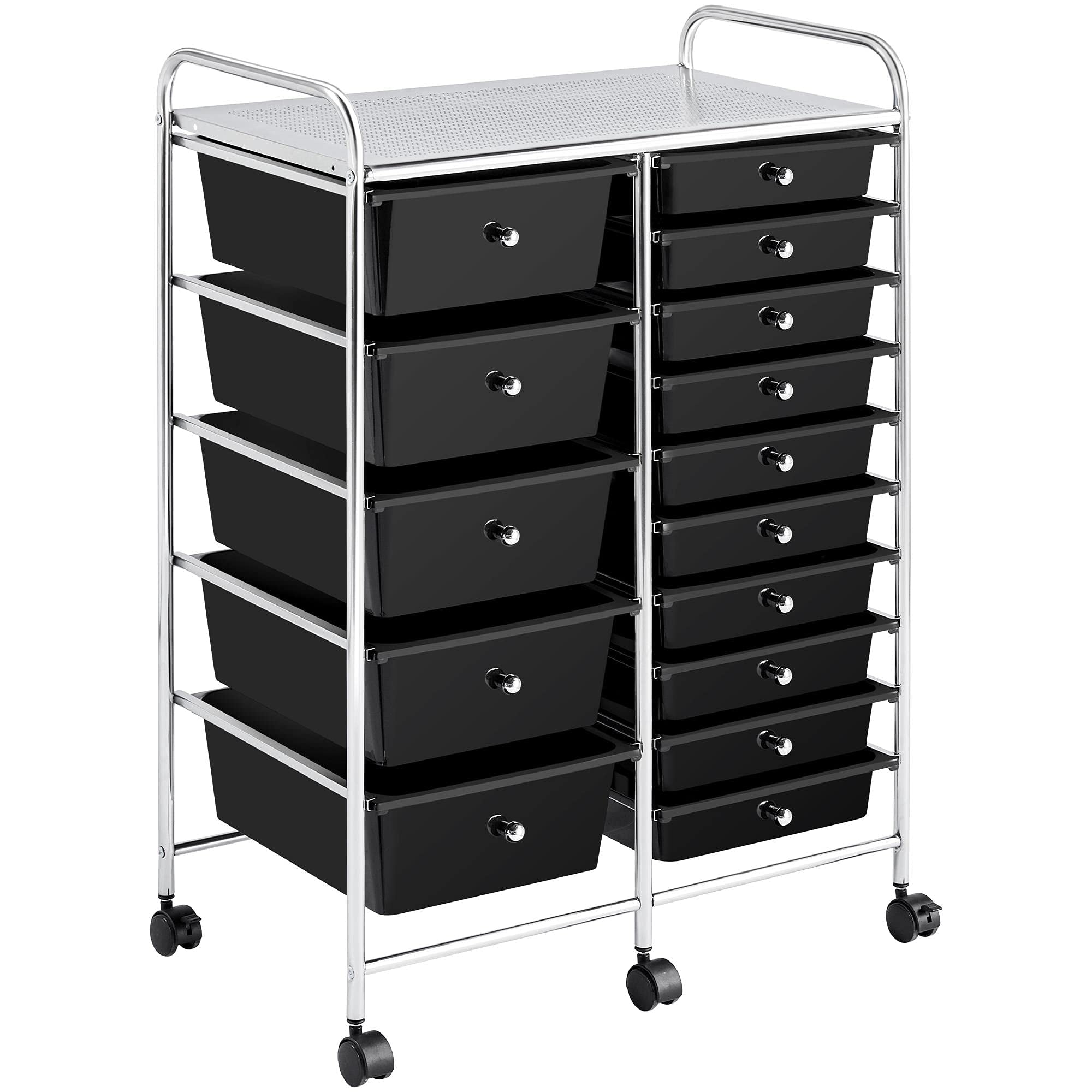 15 Drawer Rolling Storage Cart, Multipurpose Mobile Organizer with ...