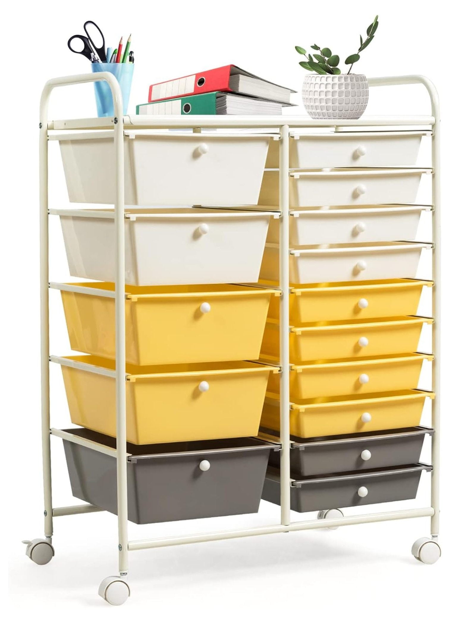 15 Drawer Rolling Storage Cart, Multipurpose Mobile Storage Organizer w ...