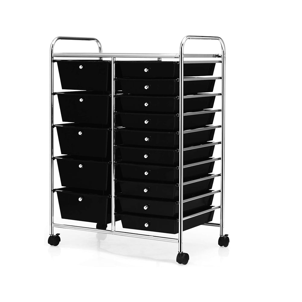 15-Drawer Rolling Storage Cart, Versatile Movable Organizer Cart with 4 ...