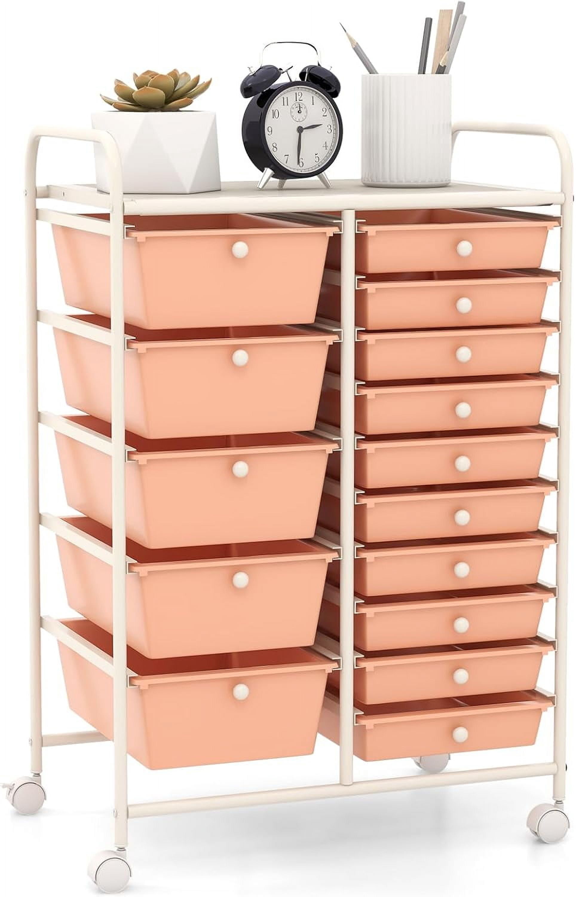 15-Drawer Rolling Storage Cart, Multipurpose Movable Organizer Cart ...