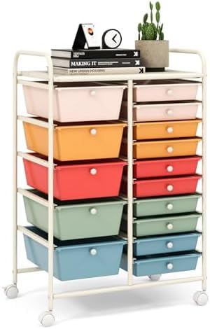 15-Drawer Rolling Storage Cart, Multipurpose Rolling Storage Cart ...