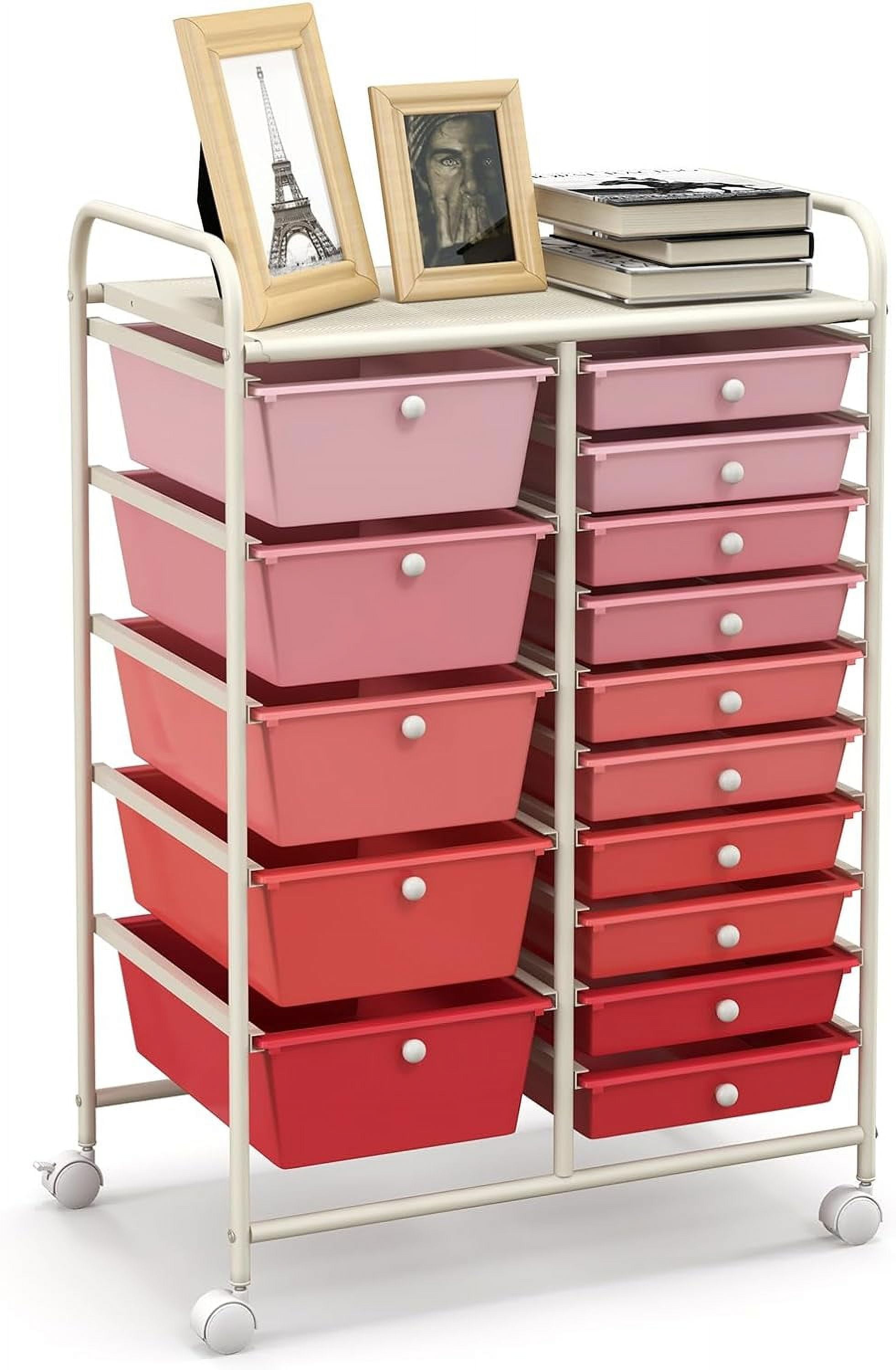 15 Drawer Rolling Storage Cart Organizer Cart Tools for Office School ...