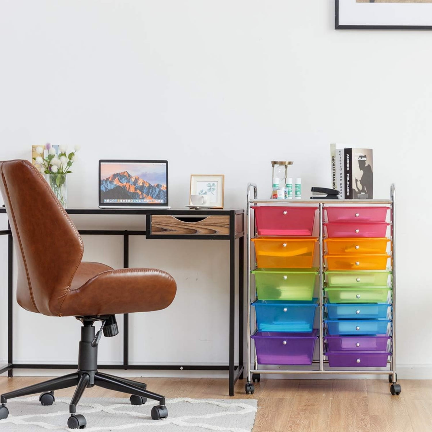 15 Drawer Rolling Storage Cart Tools Scrapbook Paper Office School ...