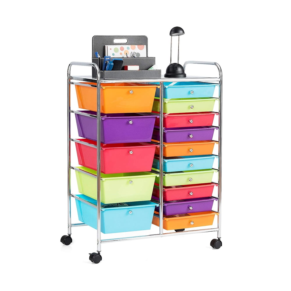 15-Drawer Rolling Storage Cart, Versatile Movable Organizer Cart with ...