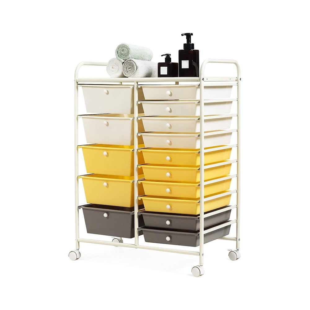 15-Drawer Rolling Storage Cart, Versatile Movable Organizer Cart with ...