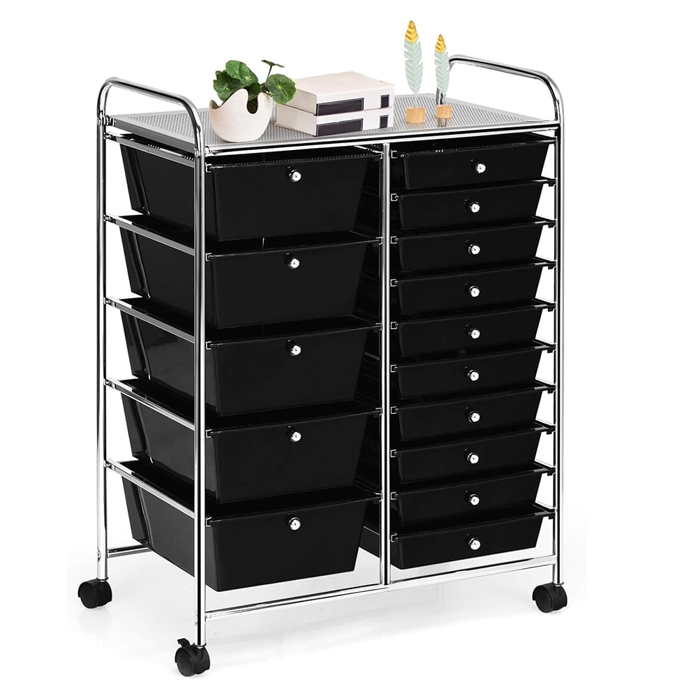 15-Drawer Rolling Storage Cart with Removable Drawers, Steel Frame ...