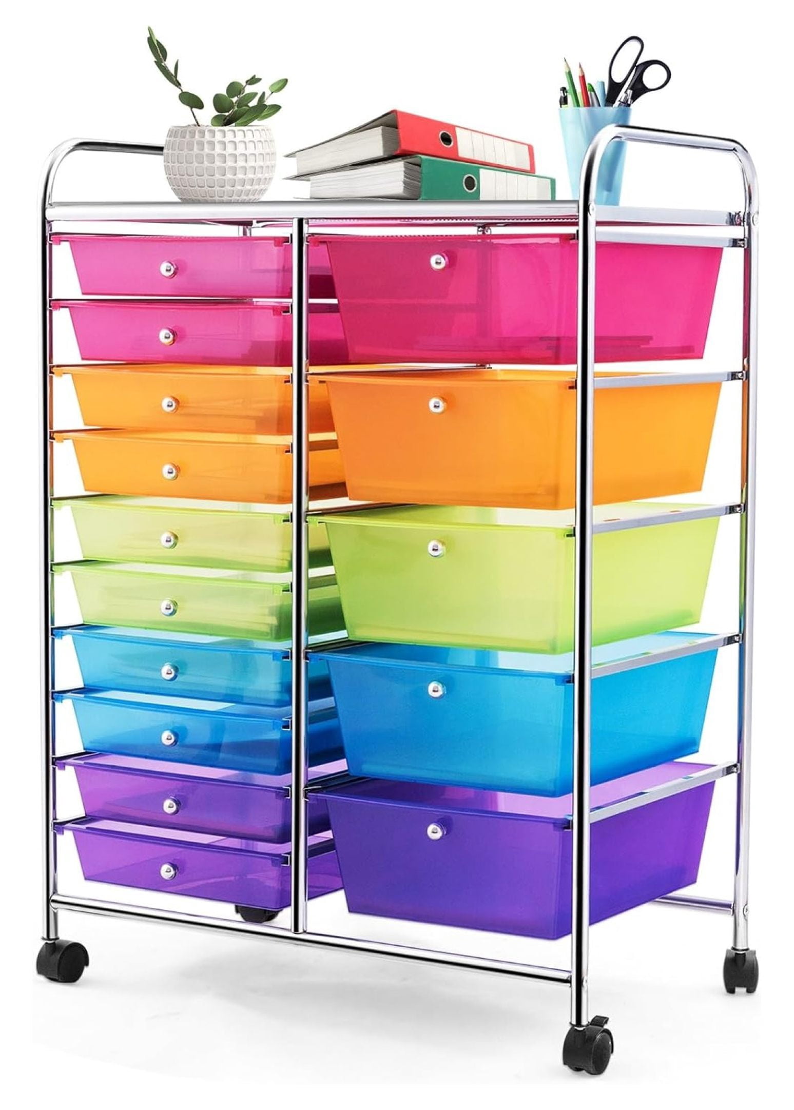 15-Drawer Storage Cart, 15 Drawer Trolley, Rolling Organizer Cart ...