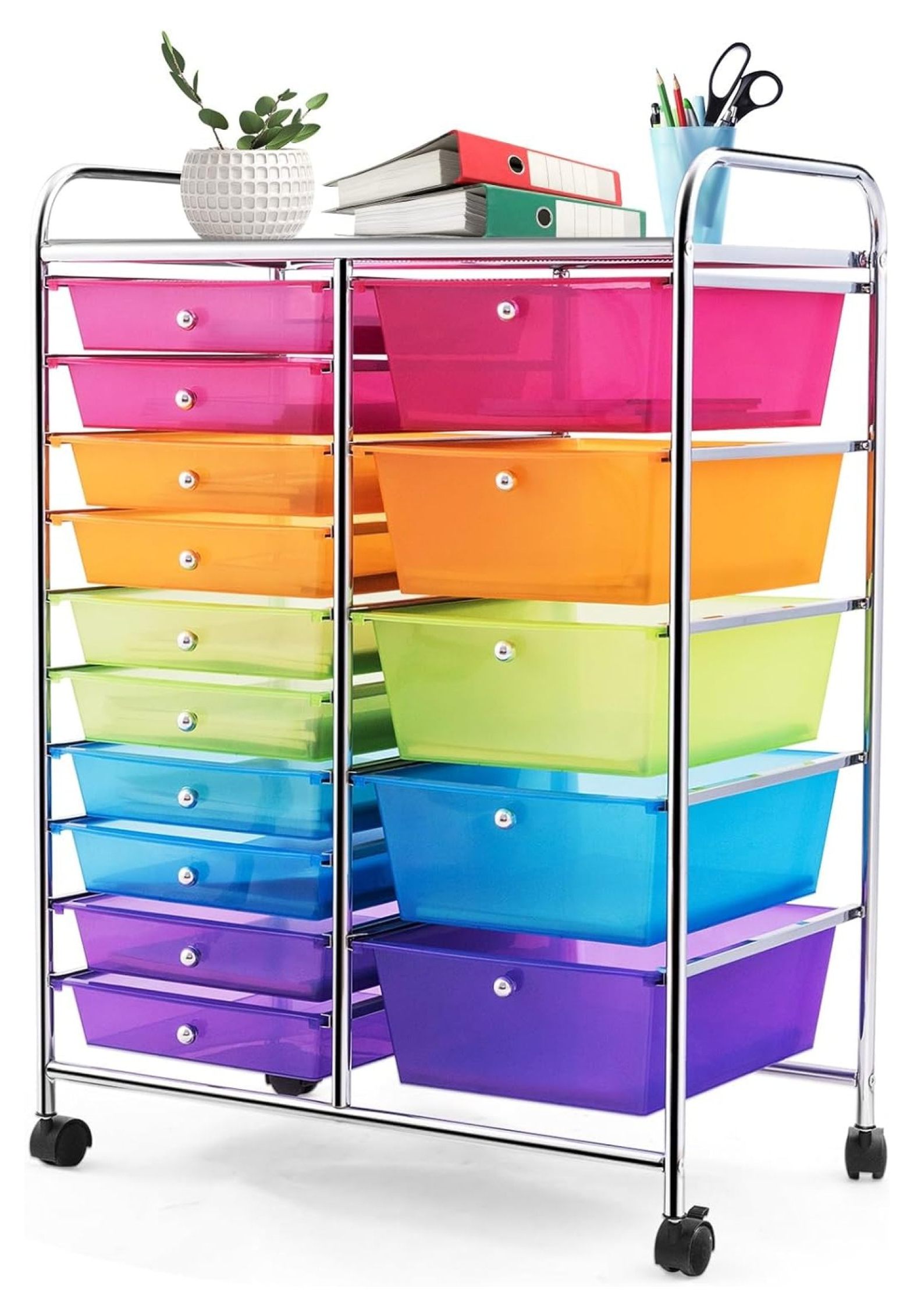 15-Drawer Storage Cart, 15 Drawer Trolley, Rolling Organizer Cart ...