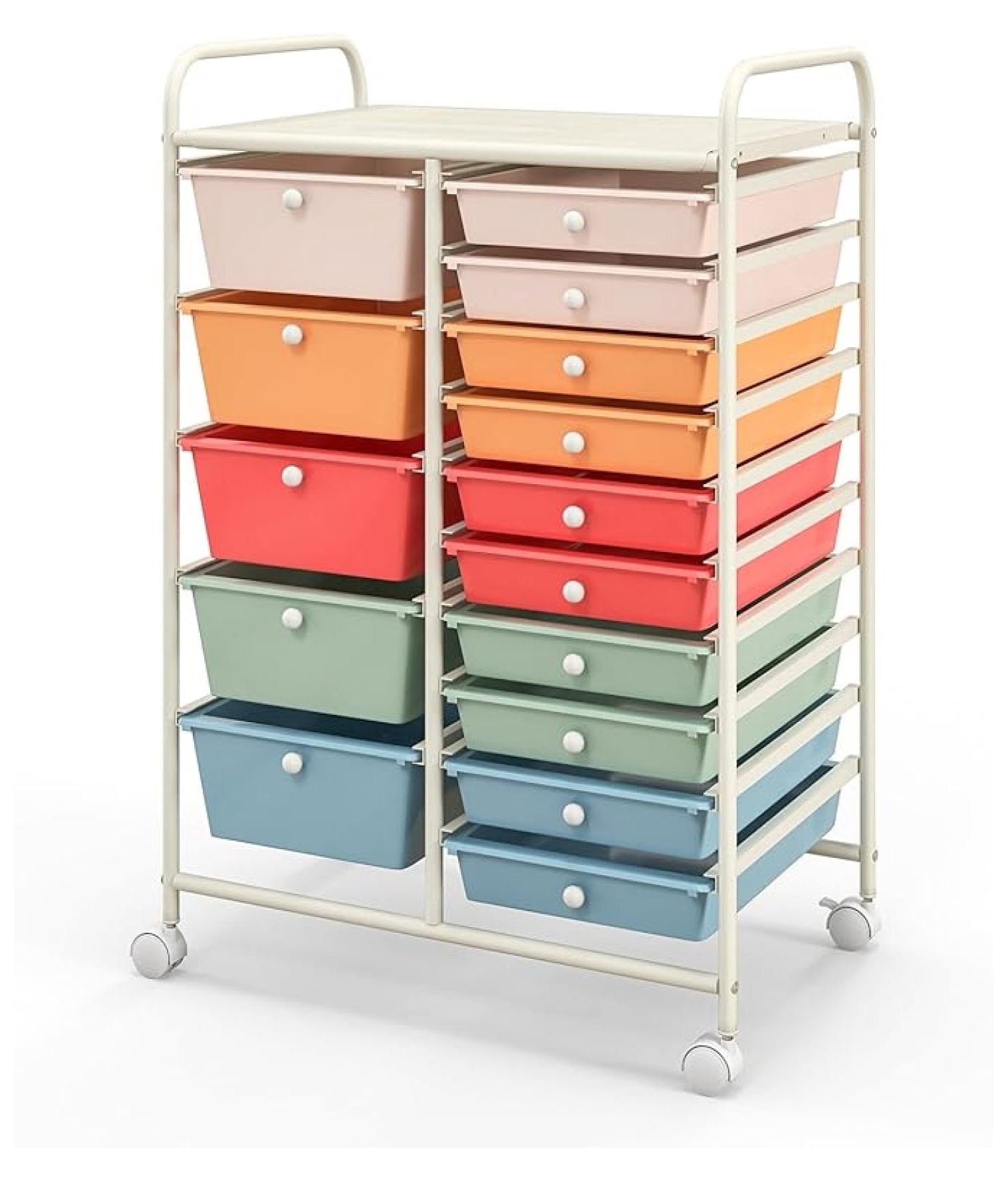 15-Drawer Storage Cart, 15 Drawer Trolley, Rolling Organizer Cart ...