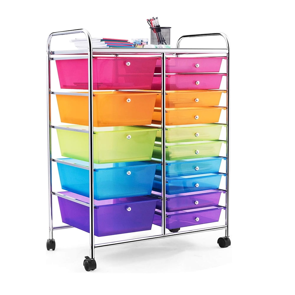 15 Drawer Storage Drawer Cart, Premium Rolling Storage Cart, Versatile ...