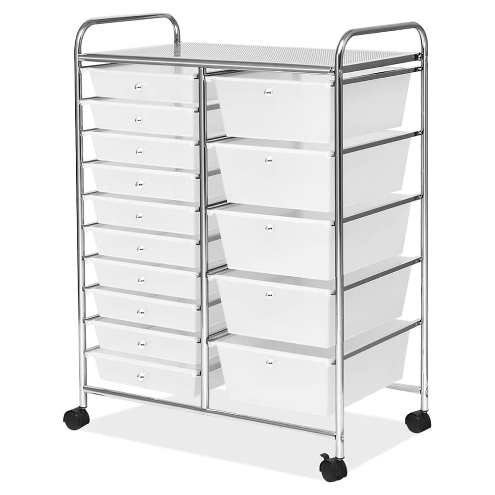 15-Drawer Storage Drawer Carts, Mobile Rolling Utility Cart with Wheels ...