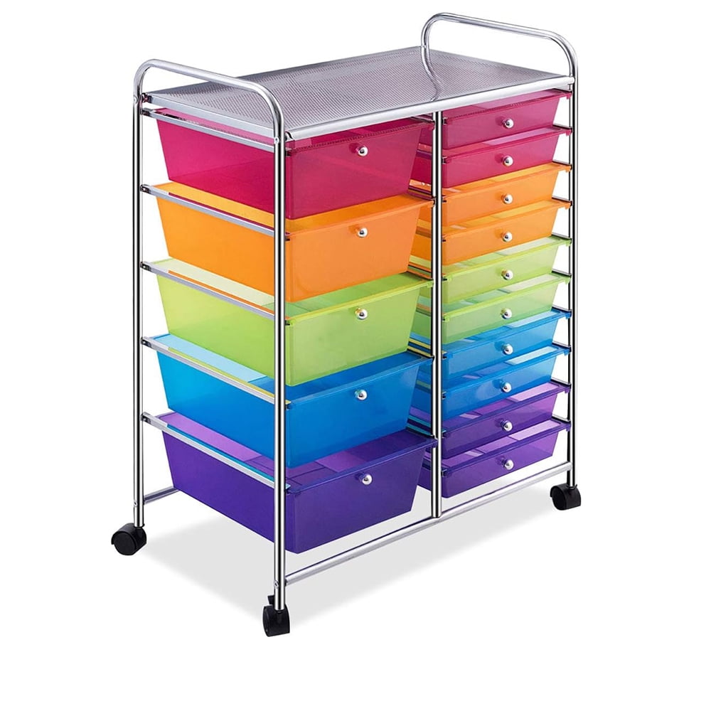 15-Drawer Storage Drawer Carts, Versatile Mobile Rolling Utility Cart ...