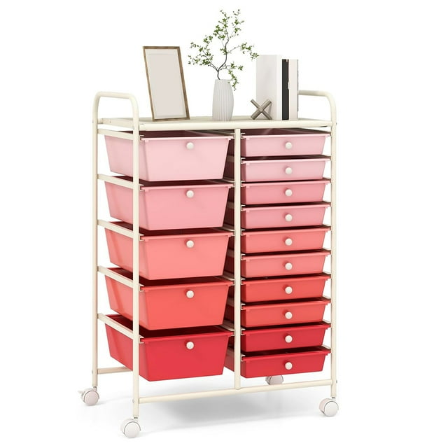 15-Drawer Storage Drawer Carts, Versatile Mobile Rolling Utility Cart ...
