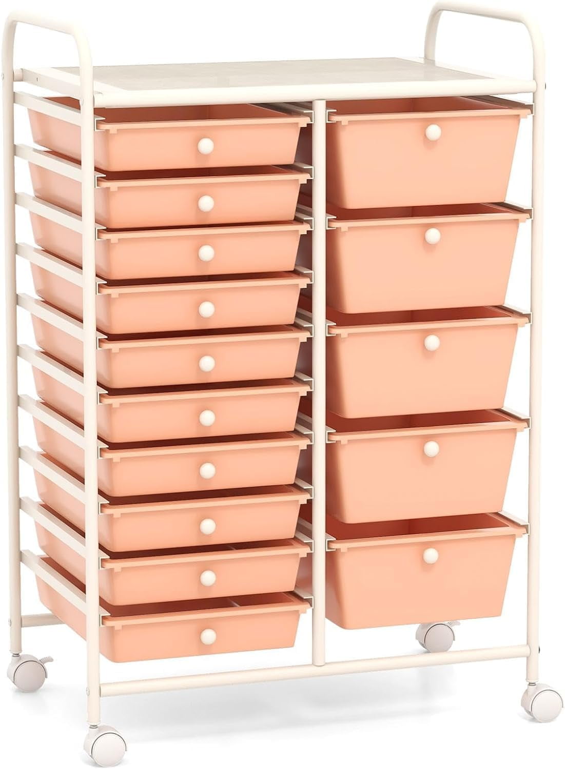 15-Drawer Storage Rolling Cart, Multipurpose Utility Storage Cart w/ 4 ...