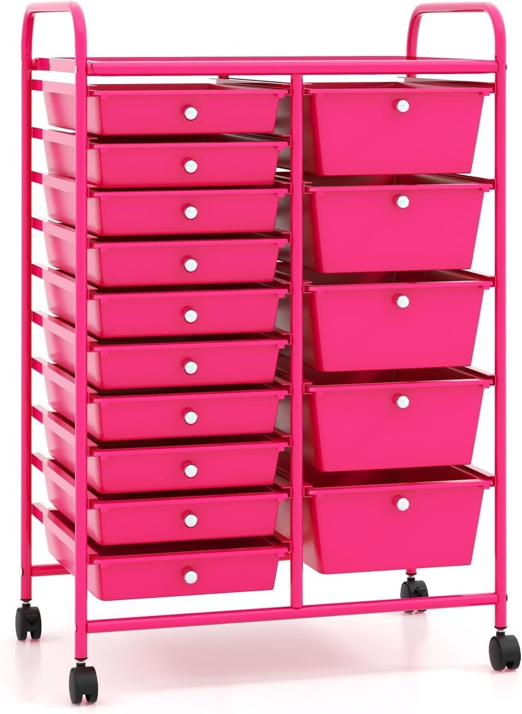 15-Drawer Storage Rolling Cart, Multipurpose Utility Storage Cart w/ 4 ...