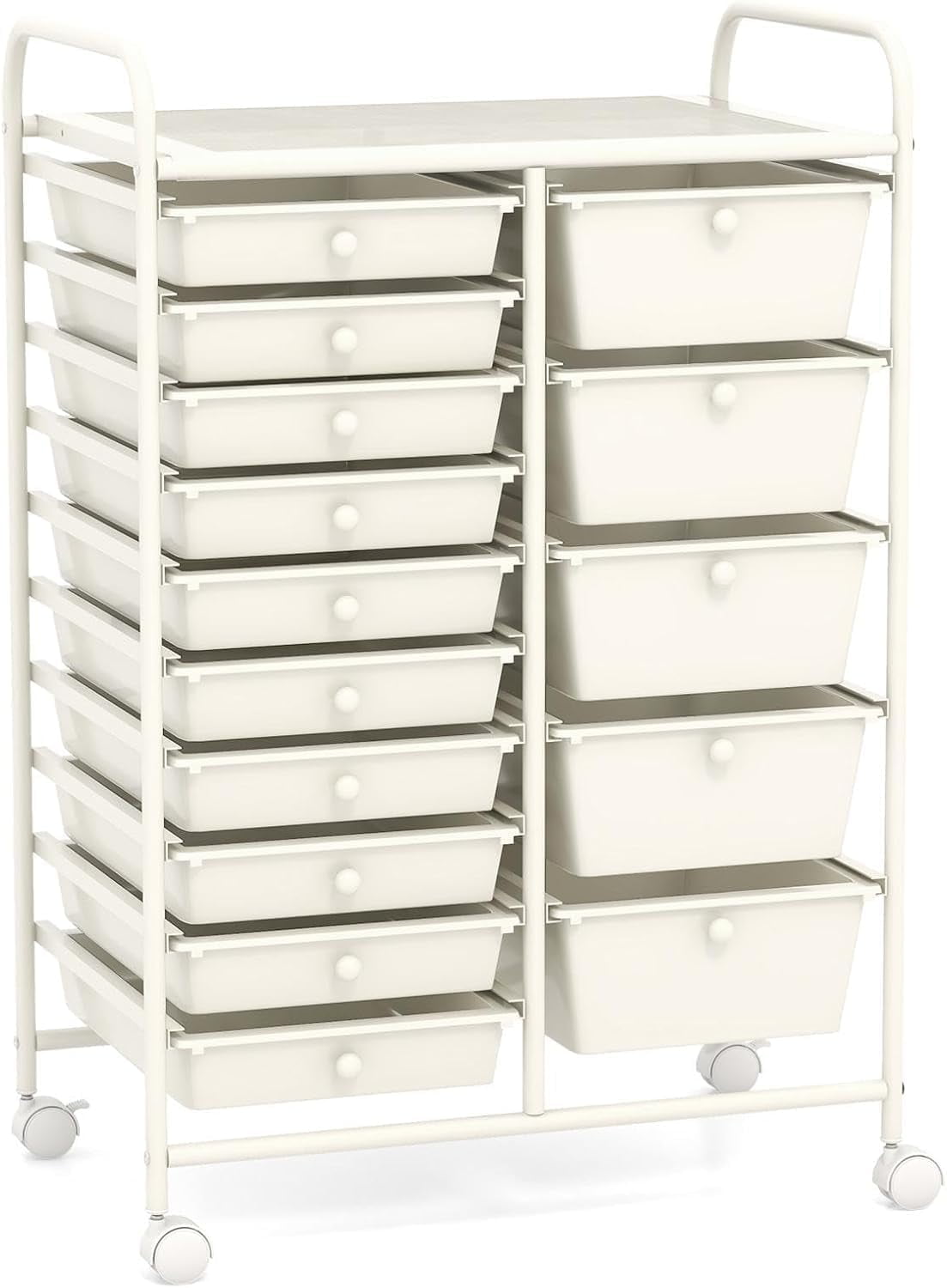 15-Drawer Storage Rolling Cart, Multipurpose Utility Storage Cart w/ 4 ...
