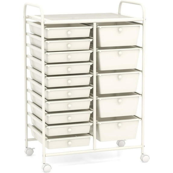 15-Drawer Storage Rolling Cart, Multipurpose Utility Storage Cart w/ 4 ...