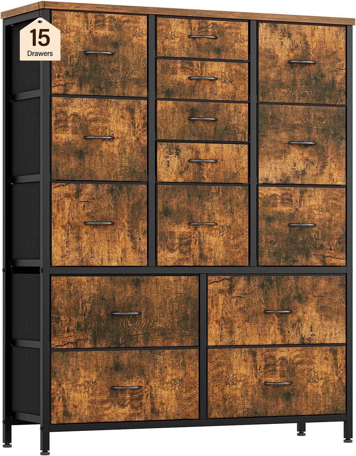 15 Drawers Fabric Dresser for Bedroom, Tall Vertical Storage Dresser ...