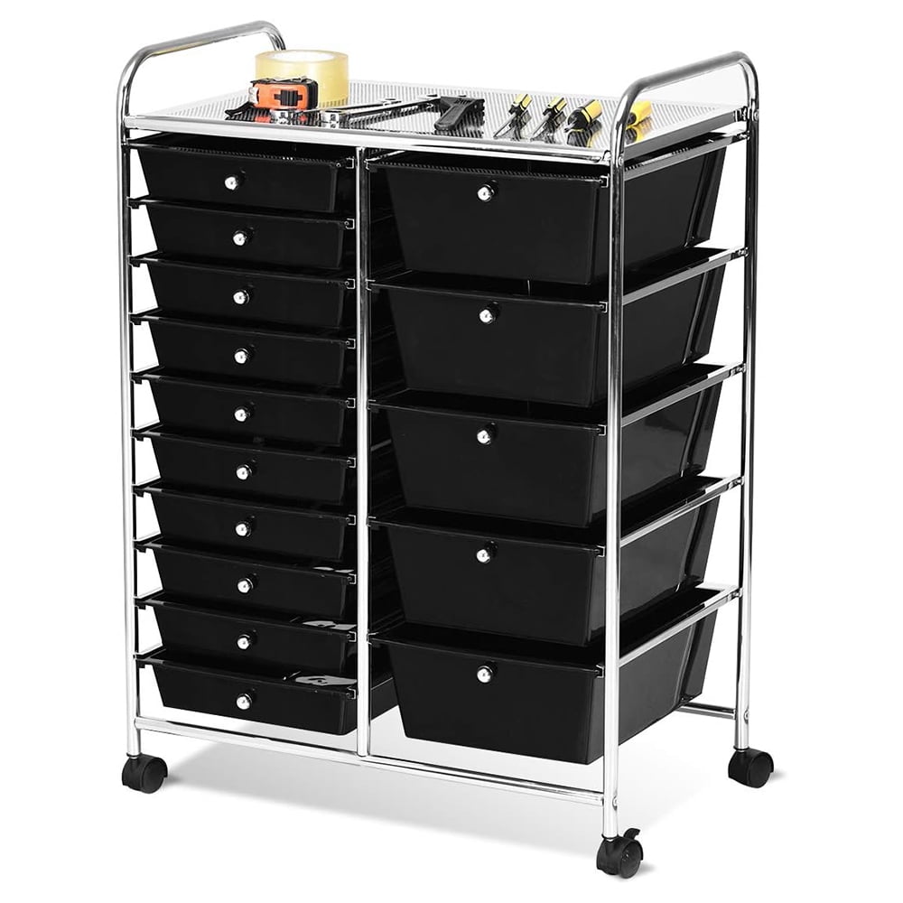 15 Drawers Rolling Cart, Classroom Organizers, Storage Cart with Wheels ...