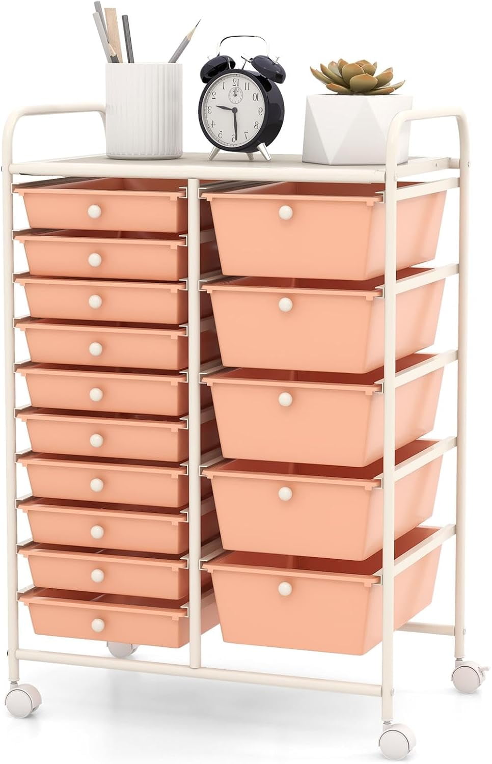 15 Drawers Rolling Cart, Storage Cart with w/Removable Drawers & Steel ...