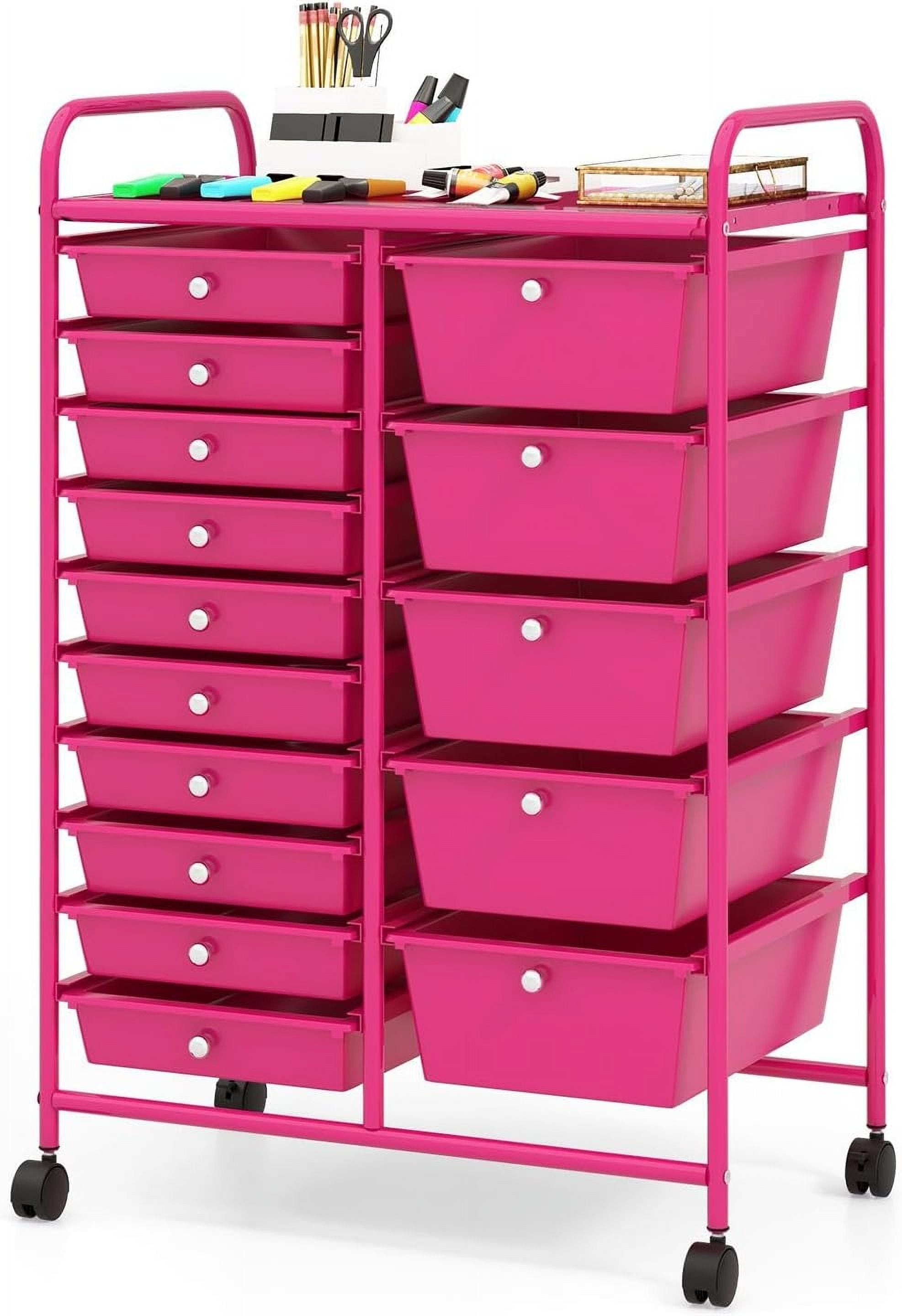 15 Drawers Rolling Cart, Storage Cart with w/Removable Drawers & Steel ...