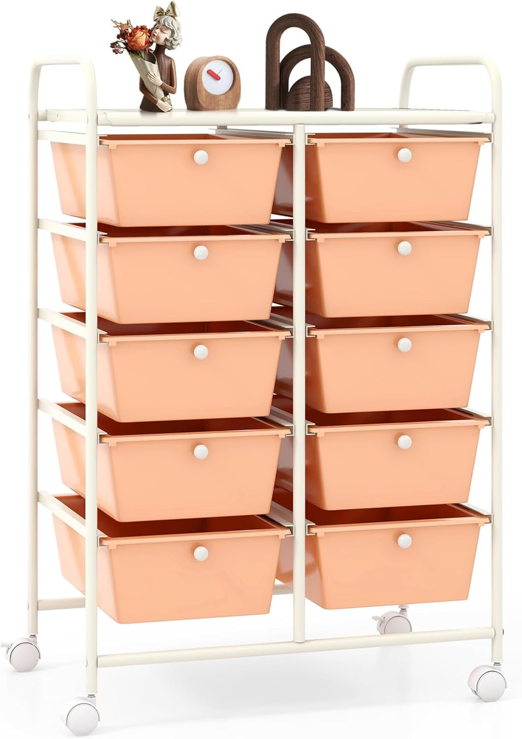 15 Drawers Rolling Storage Cart, Craft Cart Organizer with Lockable ...