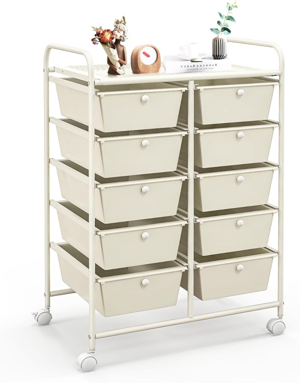 15 Drawers Rolling Storage Cart, Craft Cart Organizer with Lockable ...