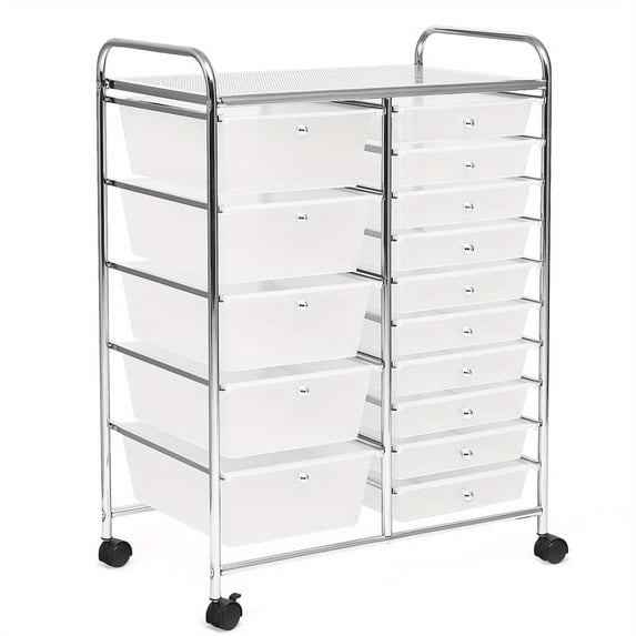 15 Drawers Rolling Storage Cart, Multipurpose Mobile Storage Organizer ...