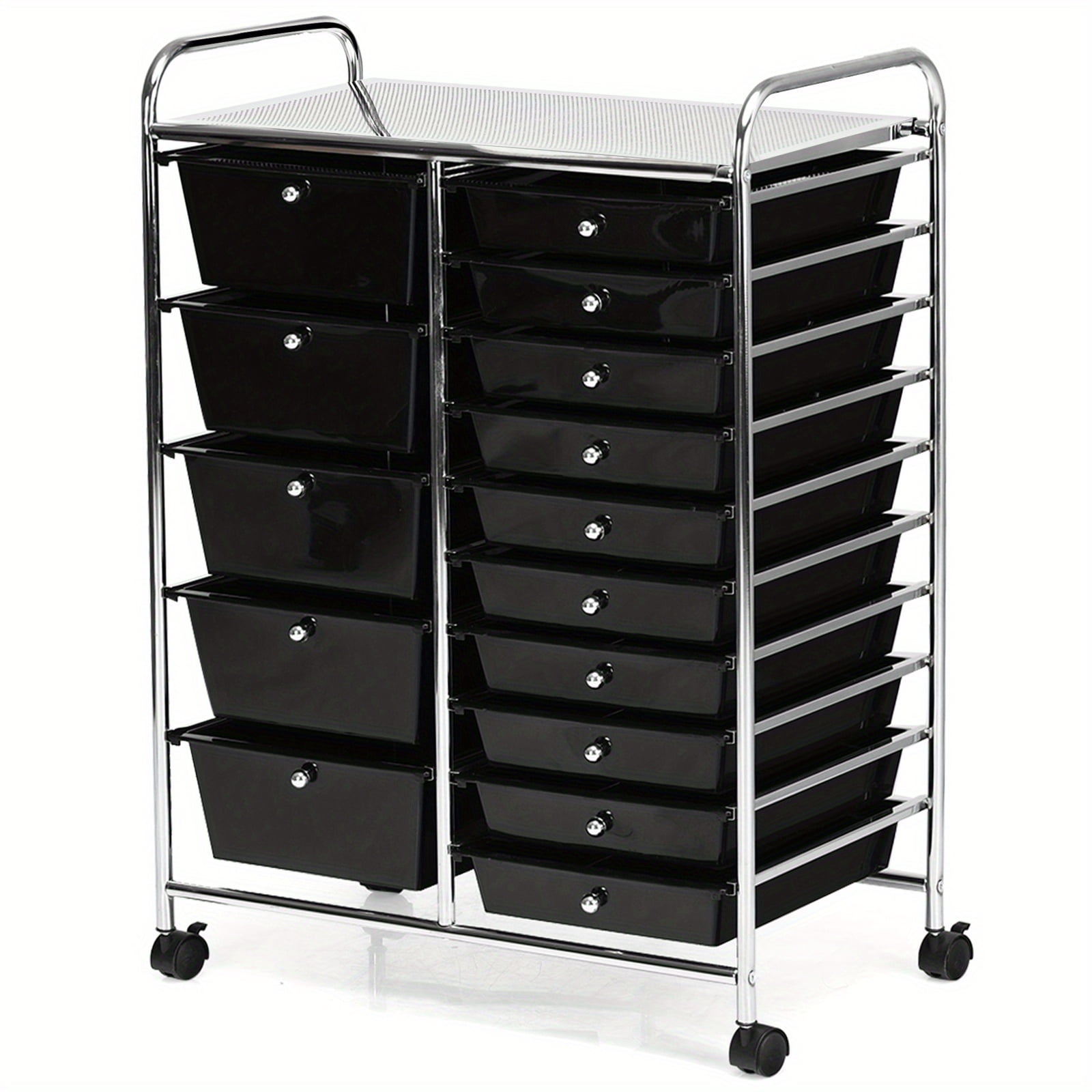 15 Drawers Rolling Storage Cart, Multipurpose Mobile Storage Organizer ...