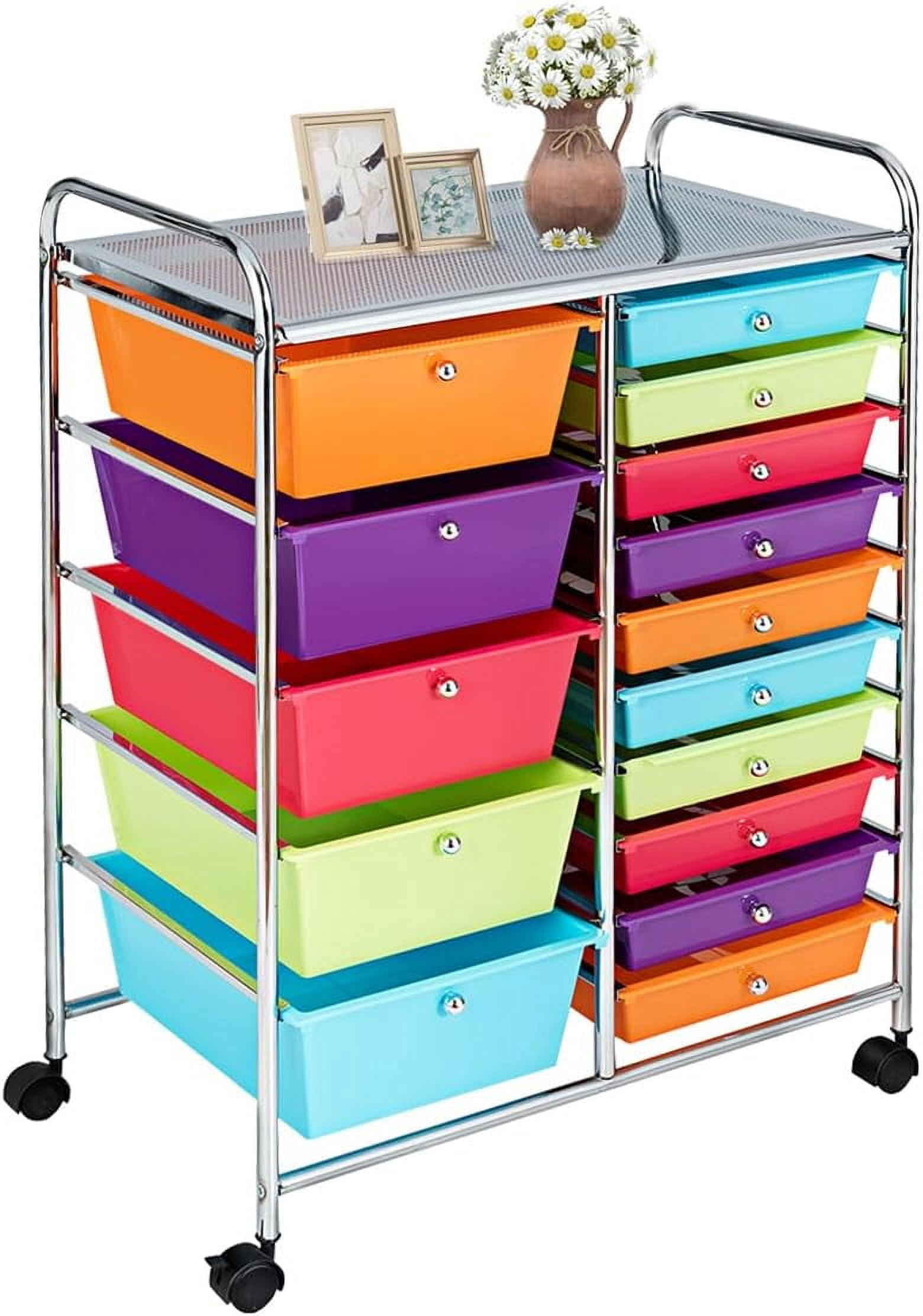 15 Drawers Rolling Storage Cart, Utility Tools Paper Organizer, Mobile ...