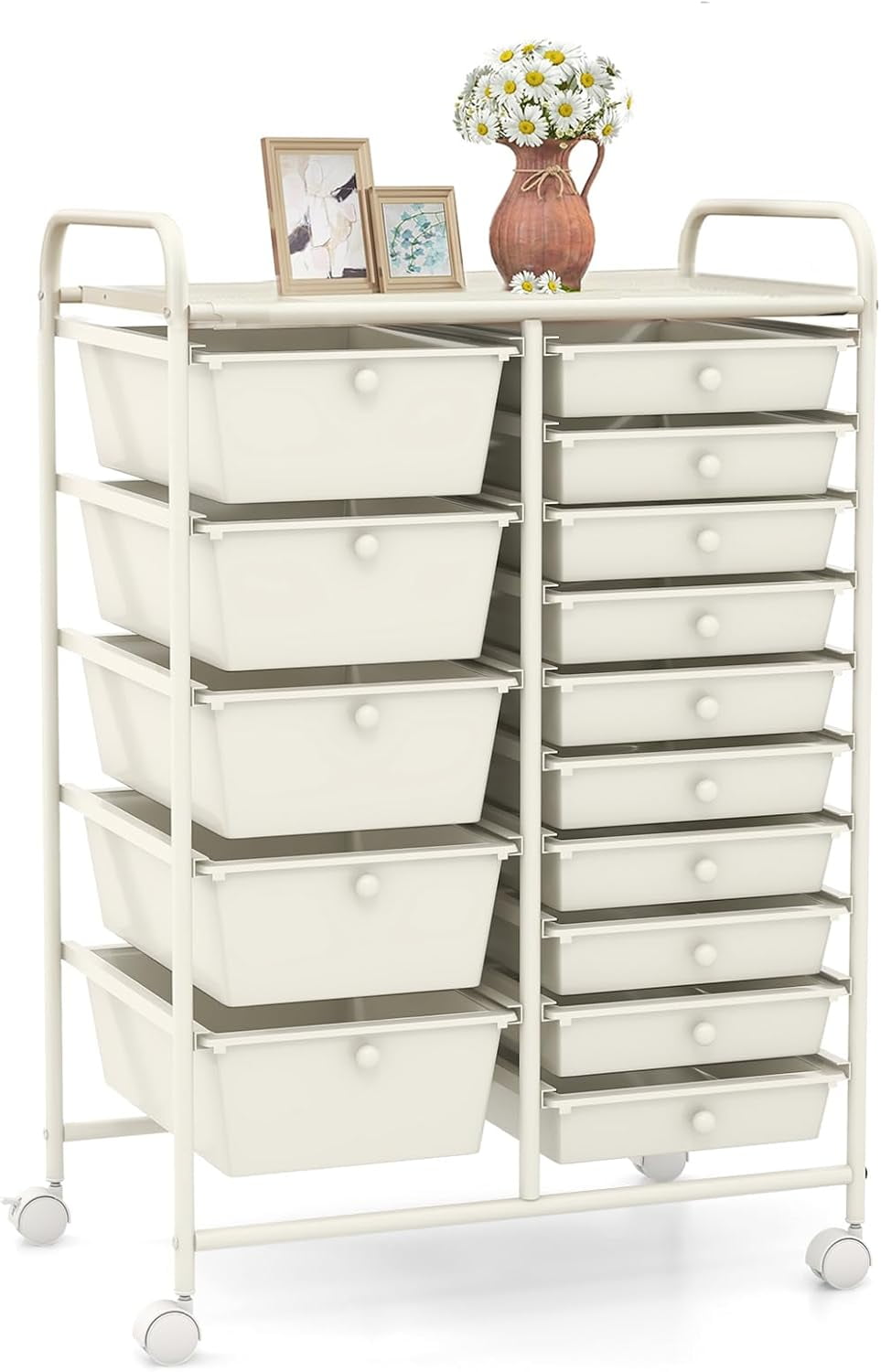 15 Drawers Rolling Storage Cart, Utility Tools Paper Organizer, Mobile ...