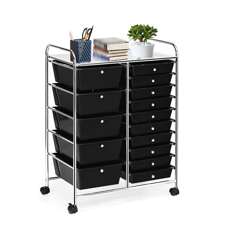15 Drawers Storage Cart, Utility Rolling Utility Cart on Wheels, Sturdy ...