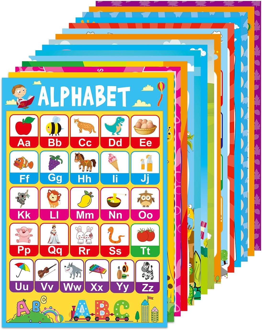 15 Educational Posters for Toddlers Kids Learning Alphabet Numbers ...