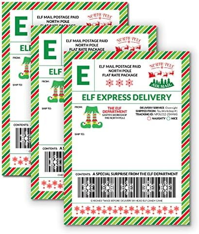 15 Elf Express Delivery Mail Shipping Labels from The North Pole Gift ...