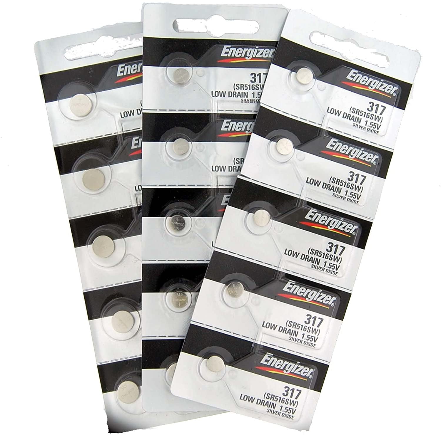 15 Energizer 317 Button Cell Silver Oxide SR516SW Watch Battery Pack of ...