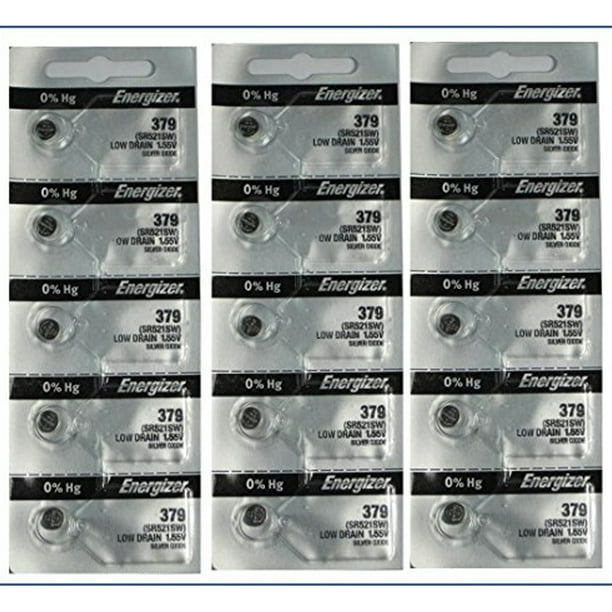 15 Energizer 379 Button Cell Silver Oxide Sr521sw Watch Battery (3 ...