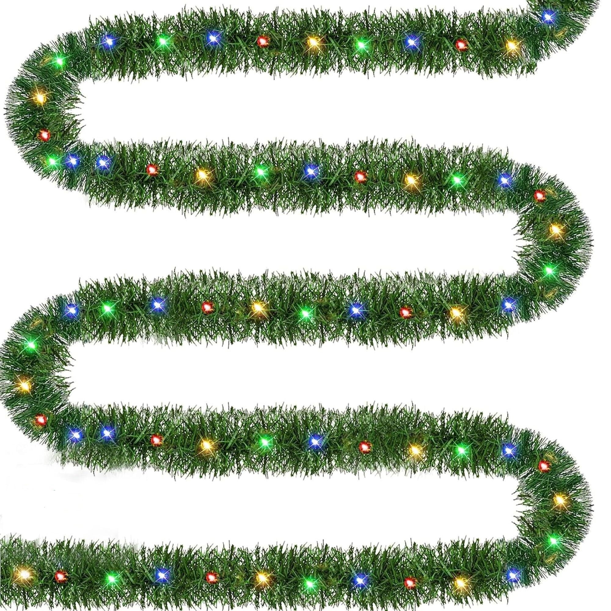 15 FT Artificial Christmas Garland, Pre-Lit 35 Count Mini String Lights ...