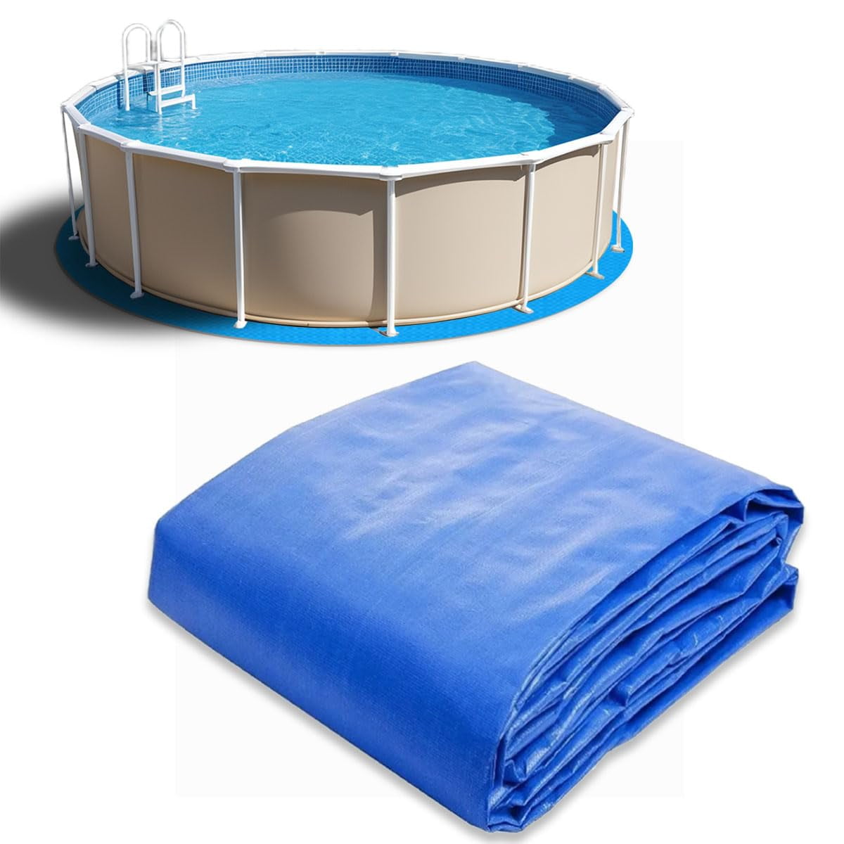 15 FT Round Pool Liner Pad for Above Ground Swimming Pool, Outdoor Pool Mat for Above Ground ...