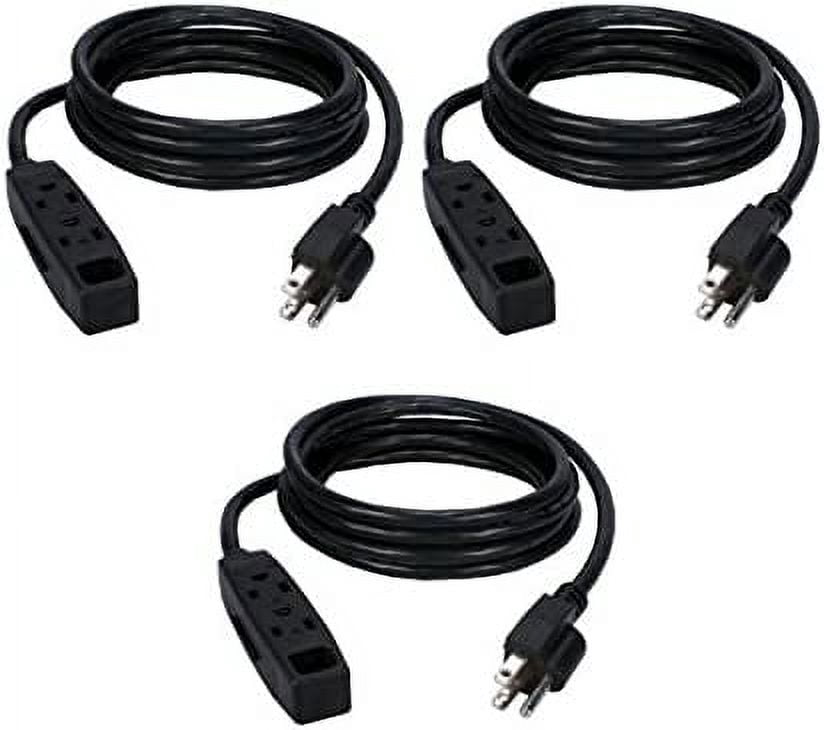 15-Feet 3-Outlet 3-Prong Power Extension Cord (3 PACK) - Walmart.com