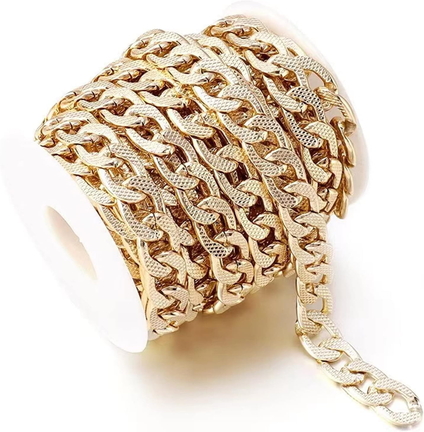 15 Feet Aluminum Flat Curb Chains Golden Twisted Miami Cuban Link Chain ...